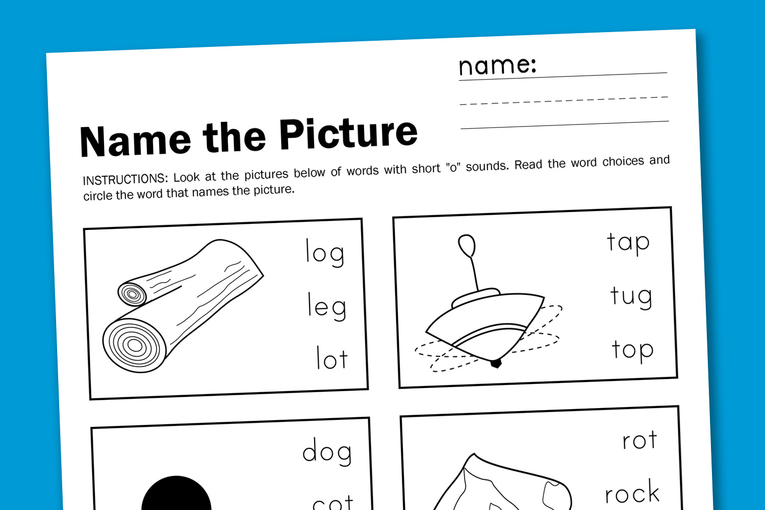 Name The Picture - Short "O" - Paging Supermom