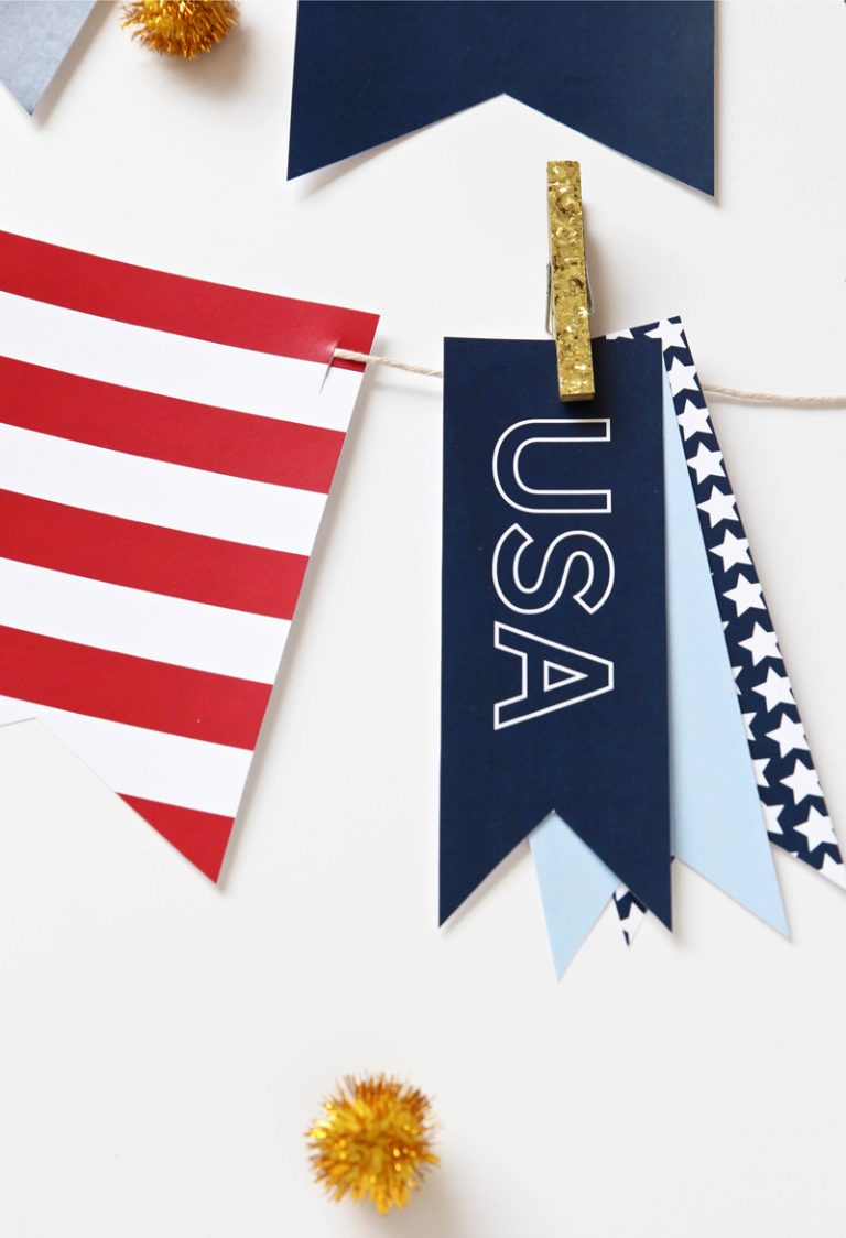 Printable USA Banner for July 4th - FREE PDF Download - Paging Supermom