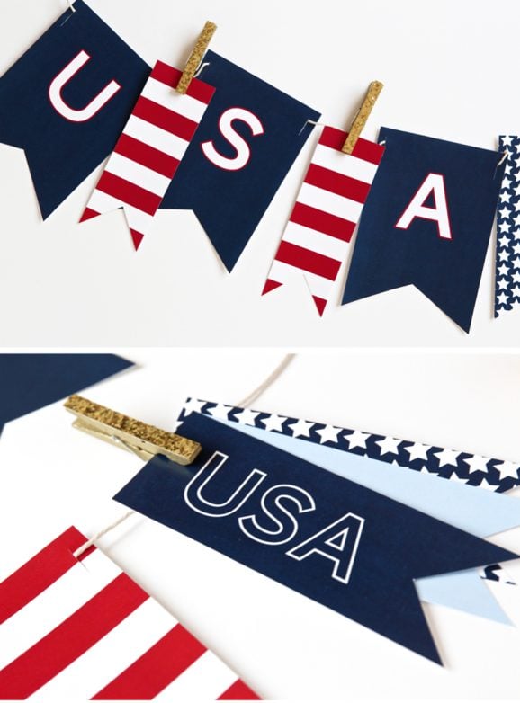 Printable USA Banner for July 4th - FREE PDF Download - Paging Supermom