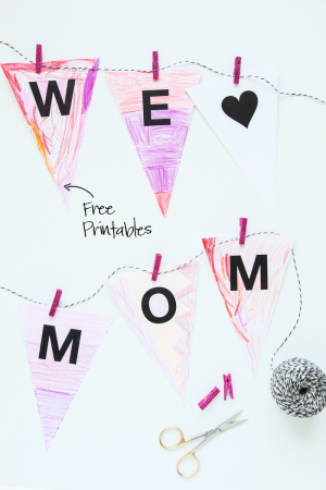 We Heart Mom Coloring Banner - Paging Supermom