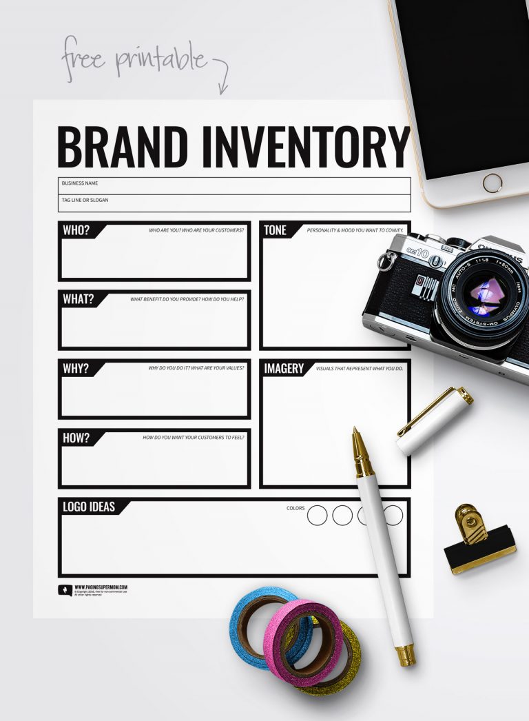 Branding Worksheet - Free Printable by Paging Supermom