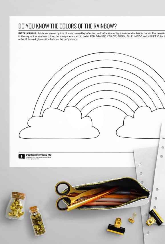 Rainbow Colors Worksheet - Free Printable from Paging Supermom